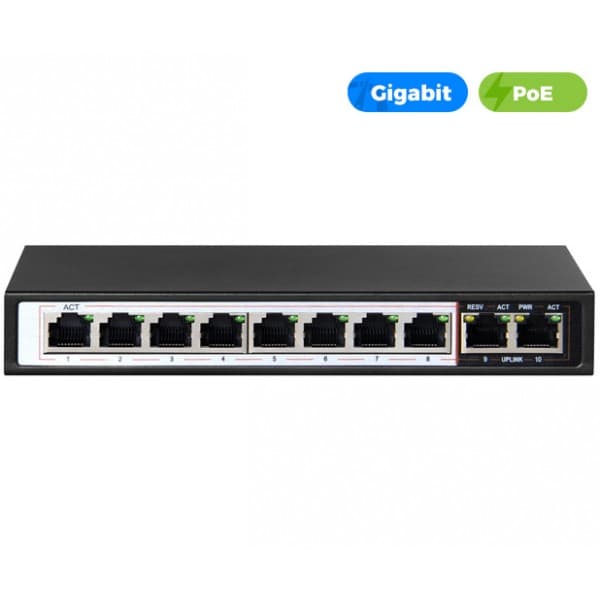 UltraLAN 8 PORT GIGABIT POE ETHERNET SWITCH 2 GE UPLINK - RSEC